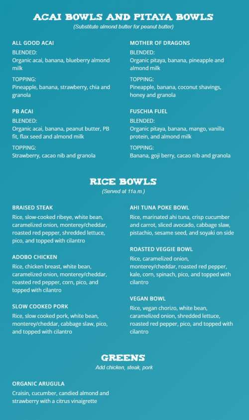 Jaco Juice & Taco Bar menu in Wisconsin Ave NW, Washington, DC 20007