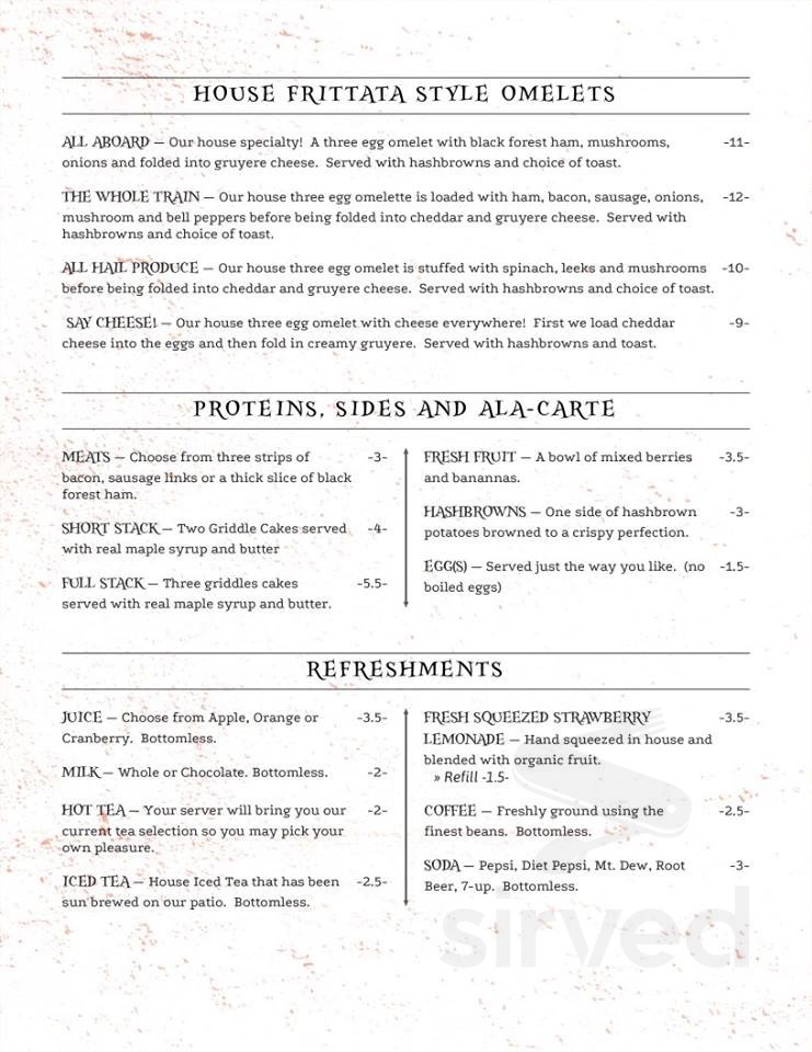 D'railed menu in Idaho Falls, Idaho, USA