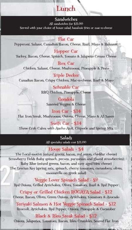 D'railed menu in Idaho Falls, Idaho, USA