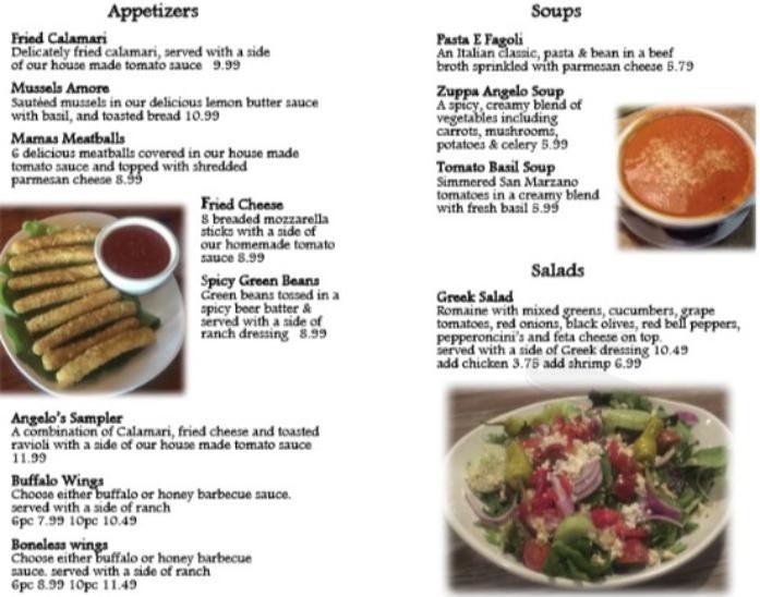Menu - Webster TX's Angelo's Pizza and Pasta | Sirved