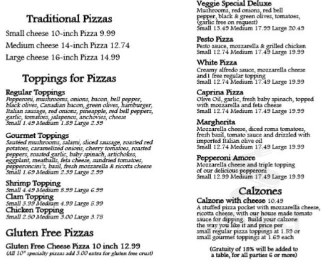 Menu - Webster TX's Angelo's Pizza and Pasta | Sirved