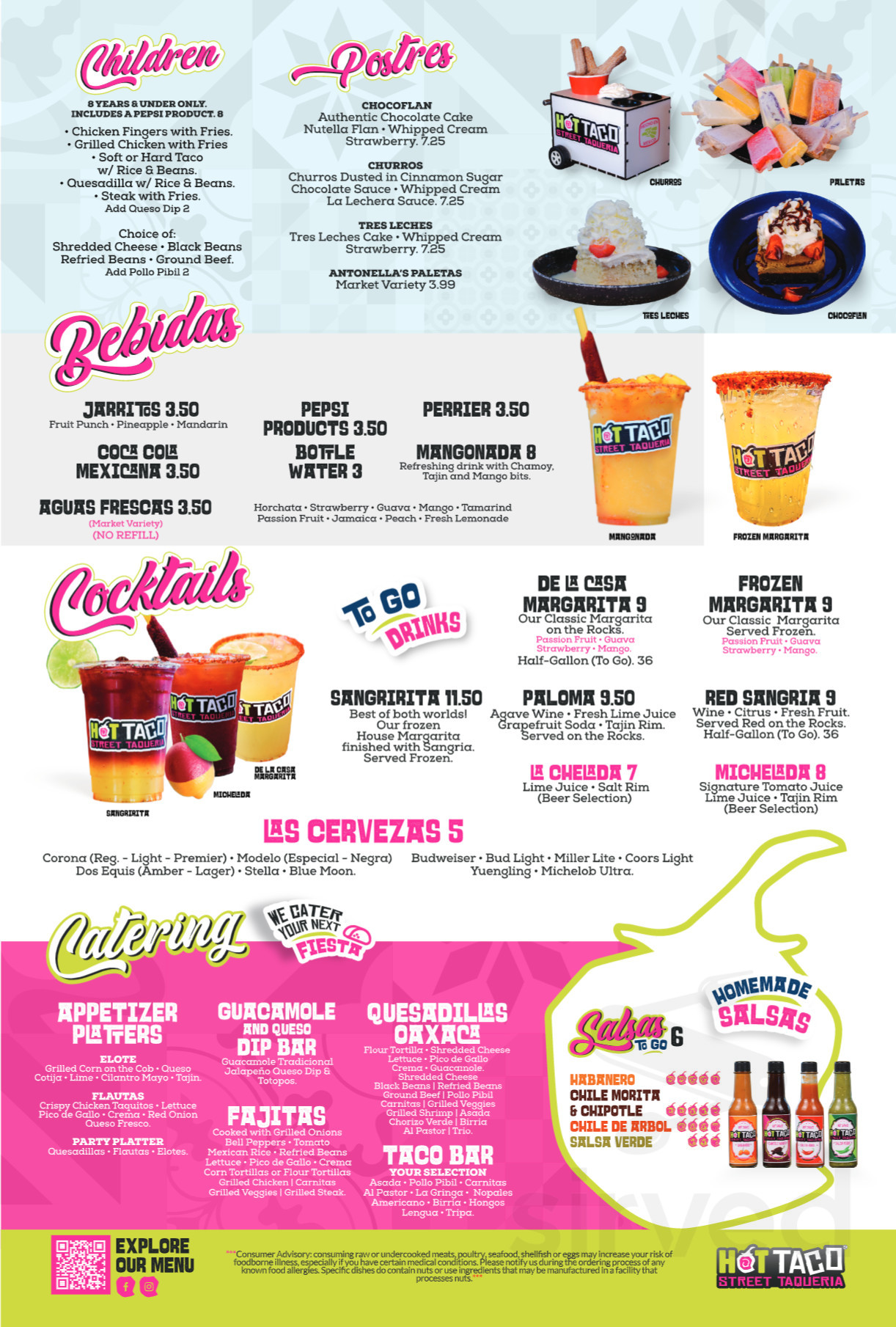 Hot Taco Street Taqueria menu in Orlando, Florida, USA