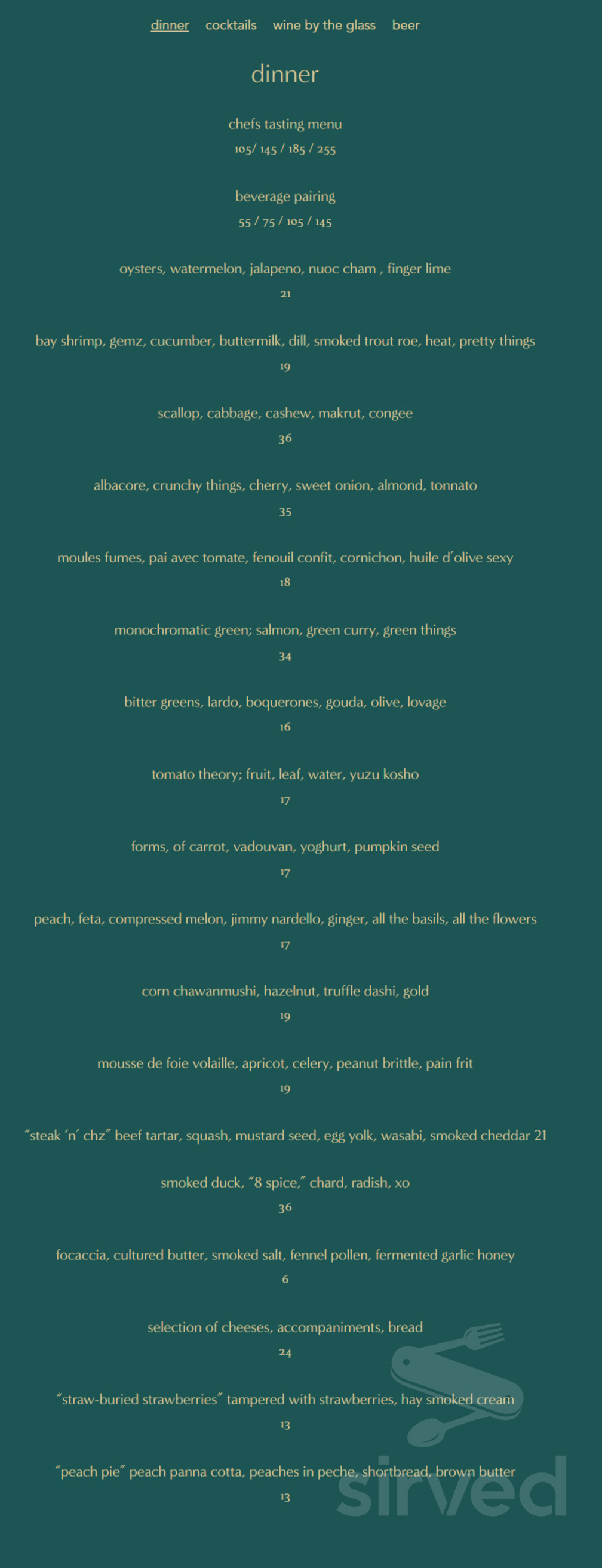 Menu - Portland OR's Quaintrelle | Sirved