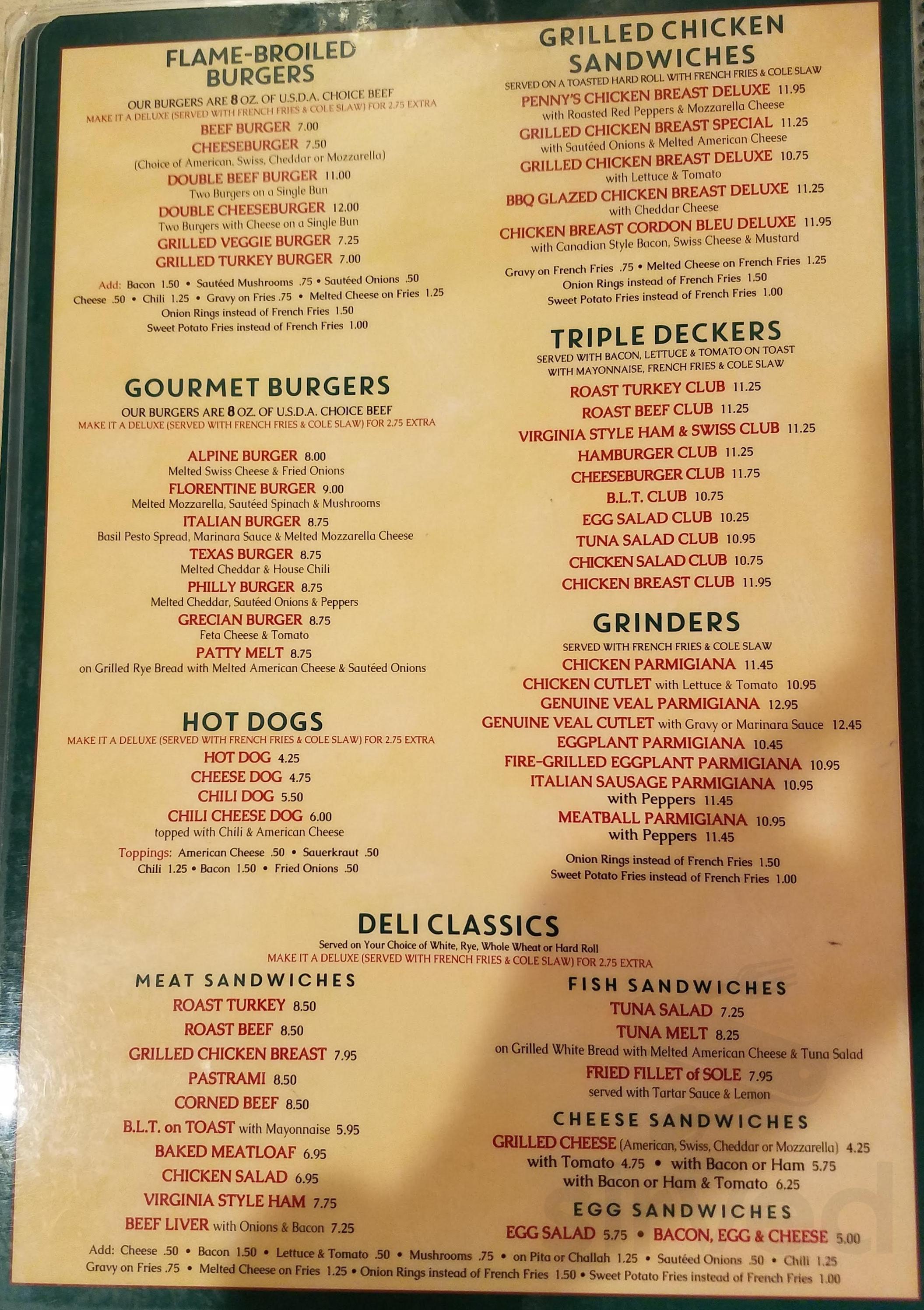 Menu for Penny's Diner & Restaurant III in Norwalk, CT | Sirved