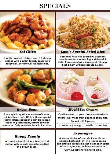 Pan Wok menu in Salt Lake City, Utah, USA