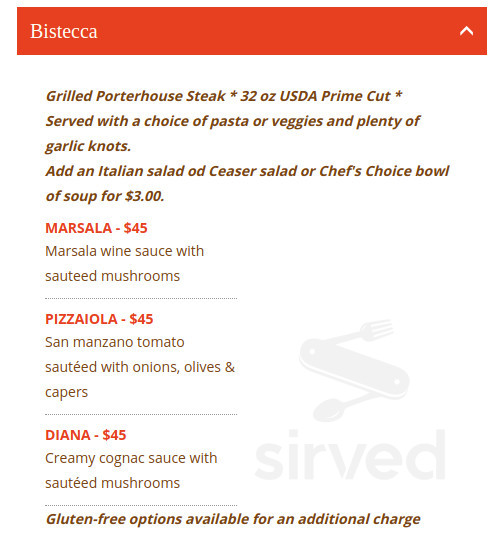 Cafe Spiga menu in Mt Sinai, New York, USA