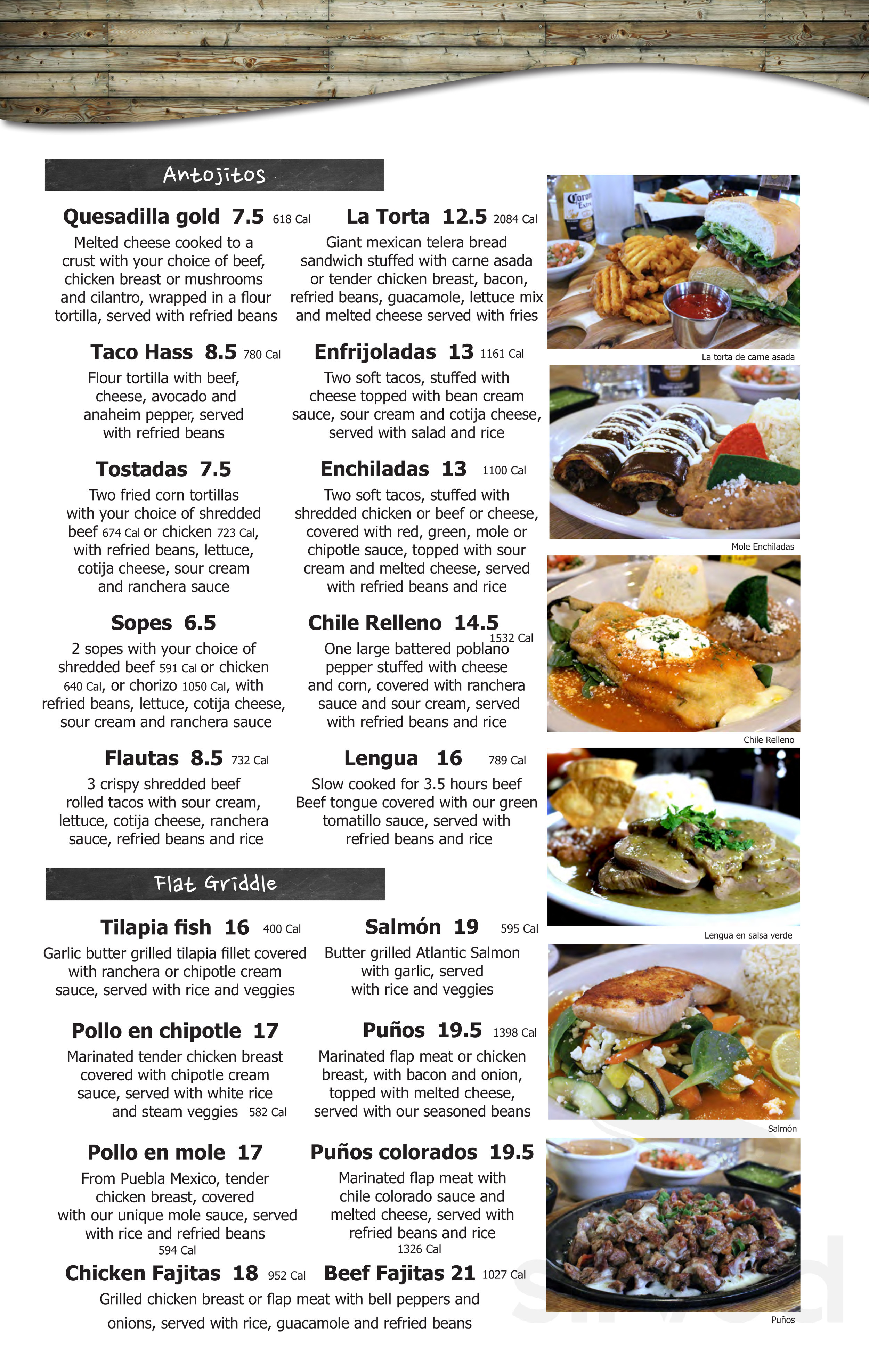 Achiote Restaurant menu in San Diego, California, USA