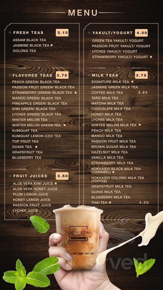 Ding Tea Lomita menu in Lomita, California, USA
