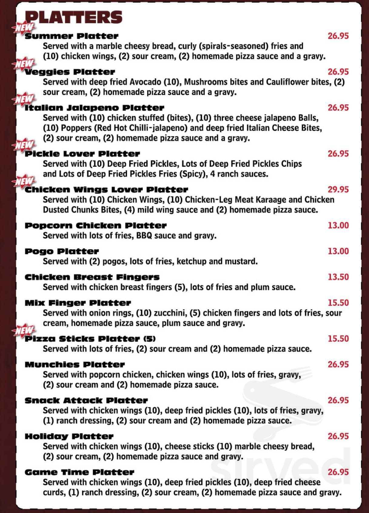 Menu - Rockland ON's Milano Pizzeria Rockland | Sirved