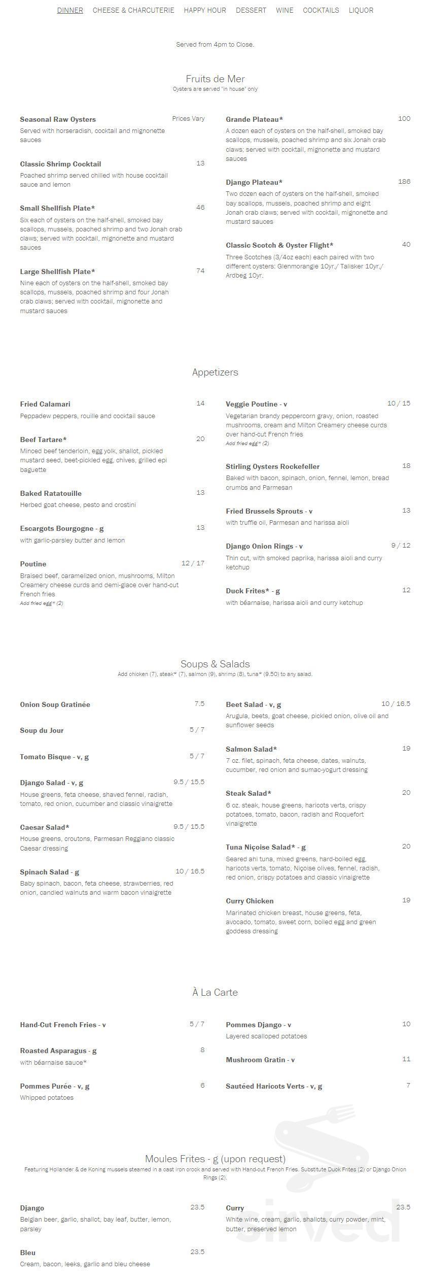 Django menu in Des Moines, Iowa, USA