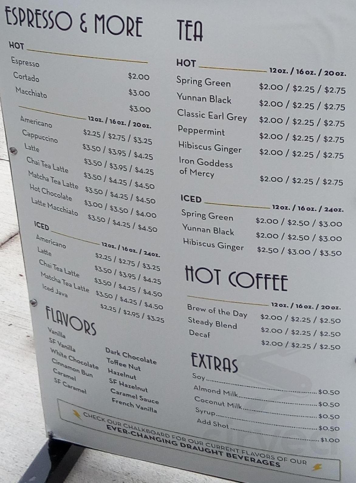 Steam Energy Cafe menu in Worcester, Massachusetts, USA