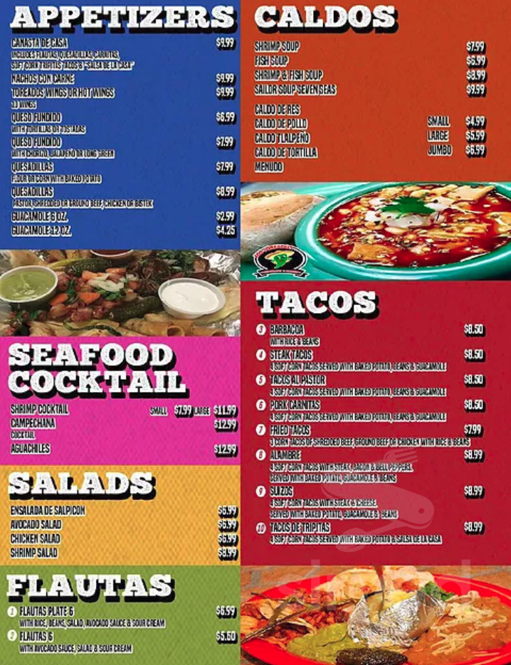 Los Toreados menu in El Paso, Texas, USA