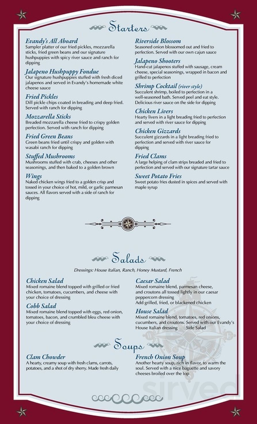 Evandy's Boatel menus in Naples, Illinois, United States