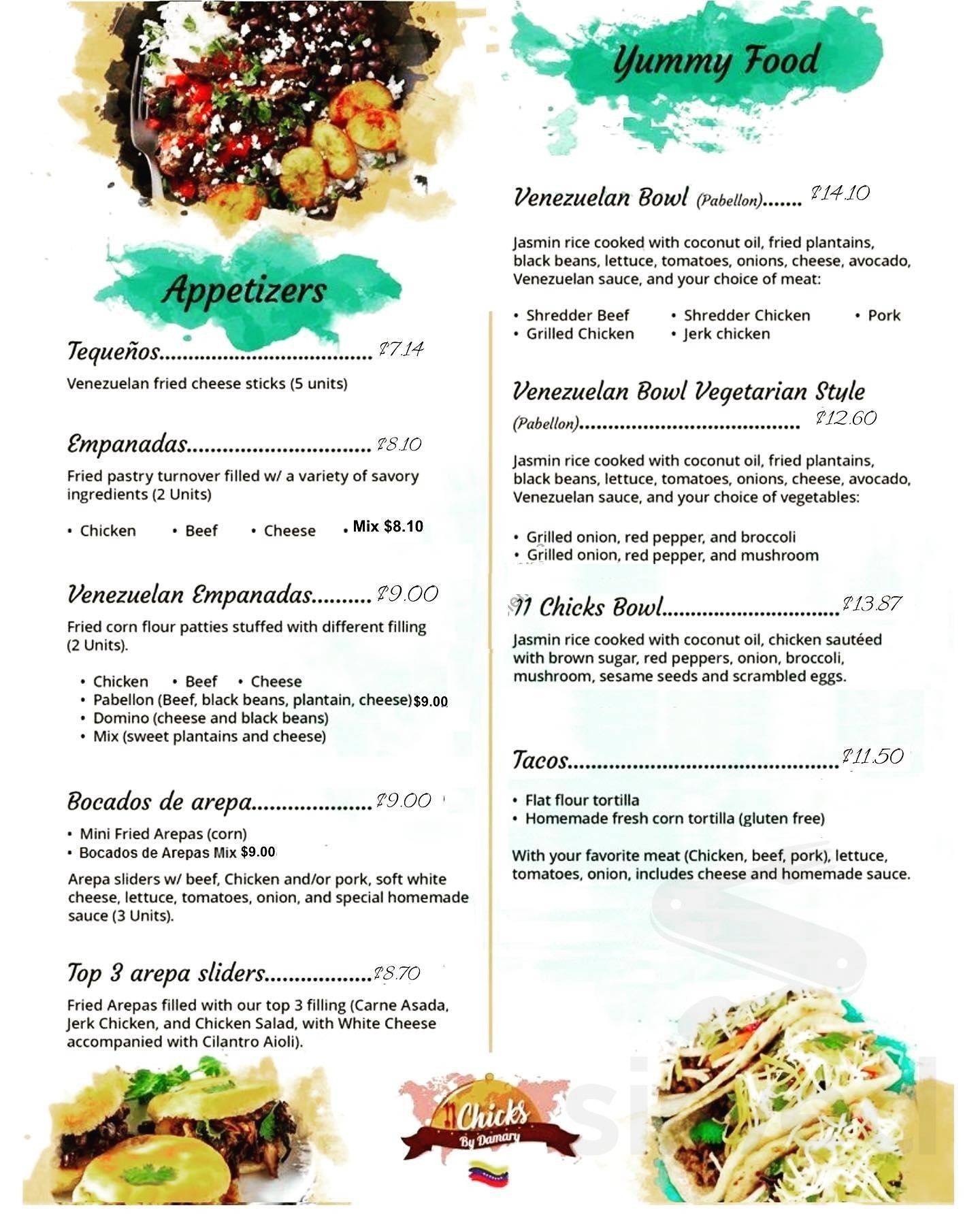 11 Chicks Yummy Creations menu in St. Petersburg, Florida, USA