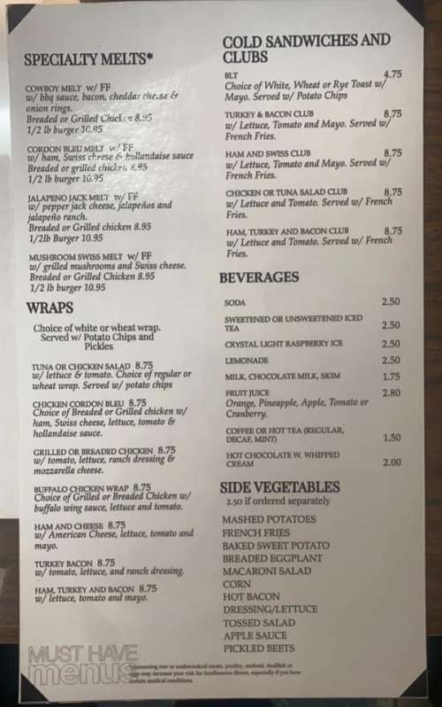 Esther's Restaurant menu in Fredericksburg, Pennsylvania, USA