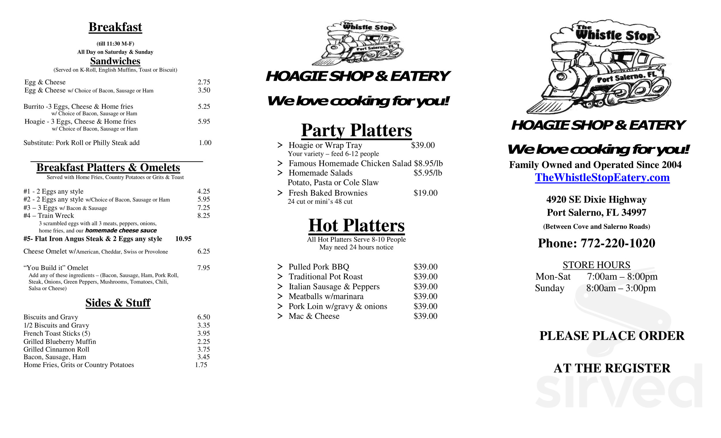 The Whistle Stop Hoagie Shop & Eatery menus in Stuart, Florida, United ...