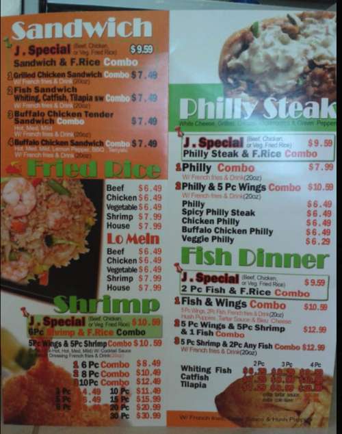 J Buffalo Wings menu in Atlanta, Georgia, USA