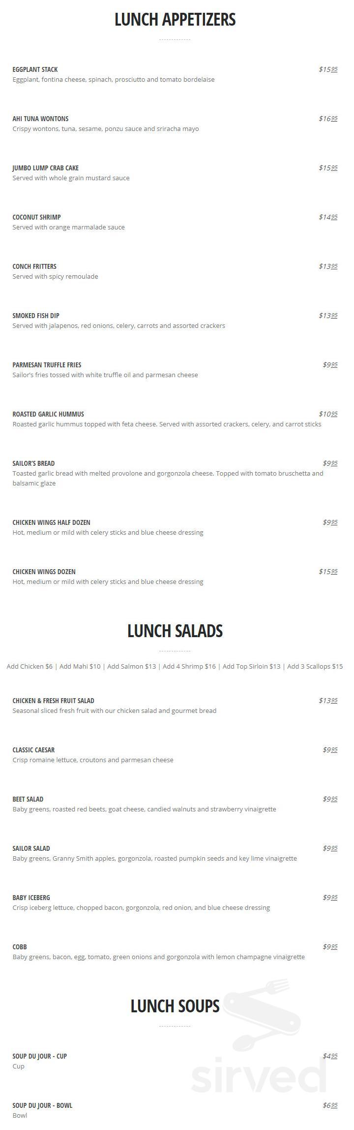 Sailor's Return menu in Stuart, Florida, USA