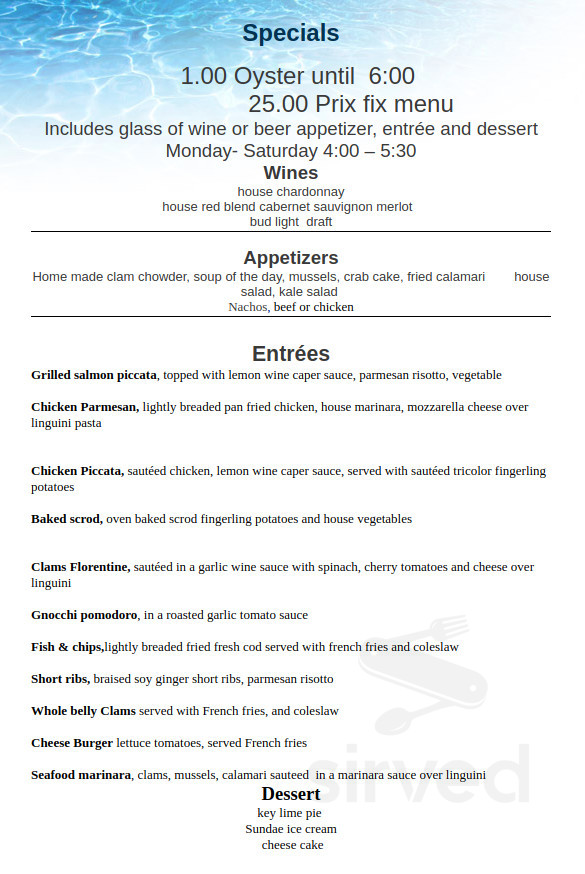 Menu for The Island Blue Crab in Brewster, MA | Sirved