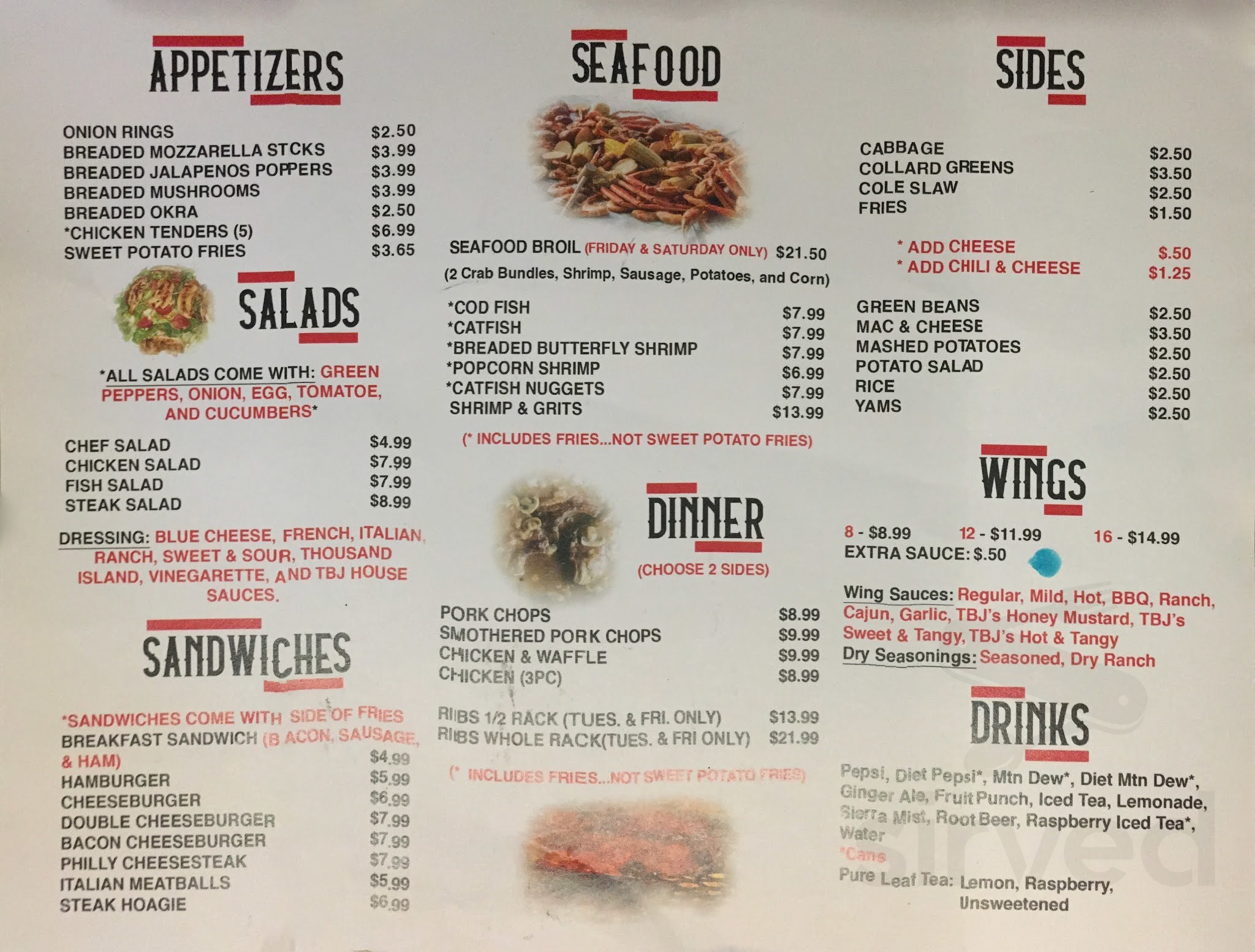 TBJ's Southern Sauce menus in Aliquippa, Pennsylvania, United States