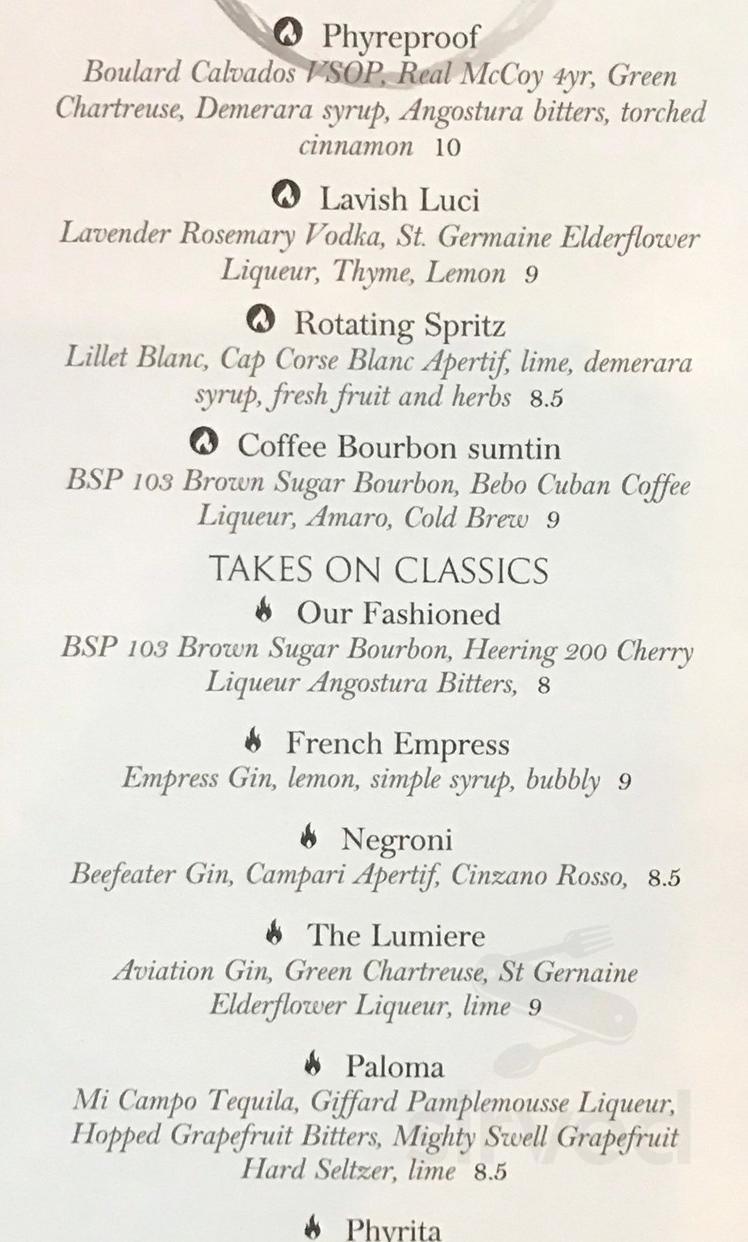 Phyre Brewery and Tavern " Pinup Speakeasy” menu in St Cloud, Florida, USA