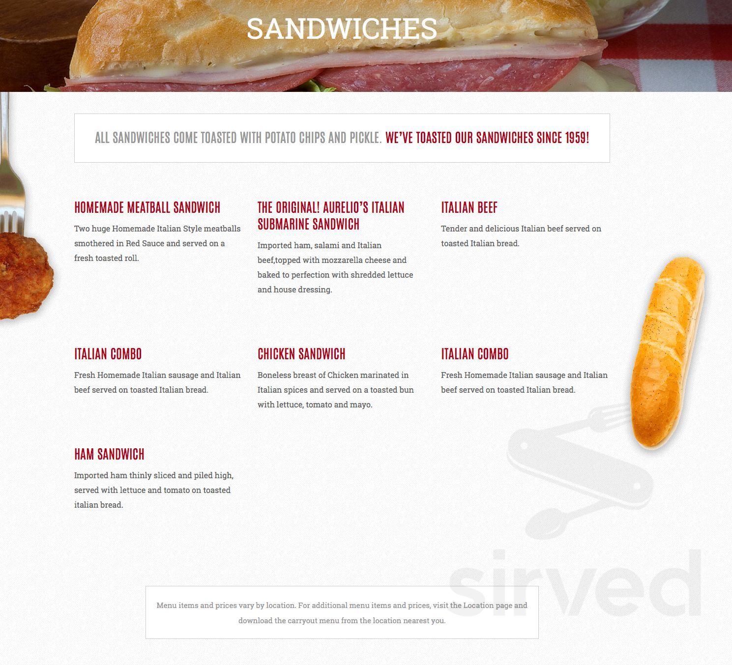 Aurelio's Pizza Tinley Park menus in Tinley Park, Illinois, United States