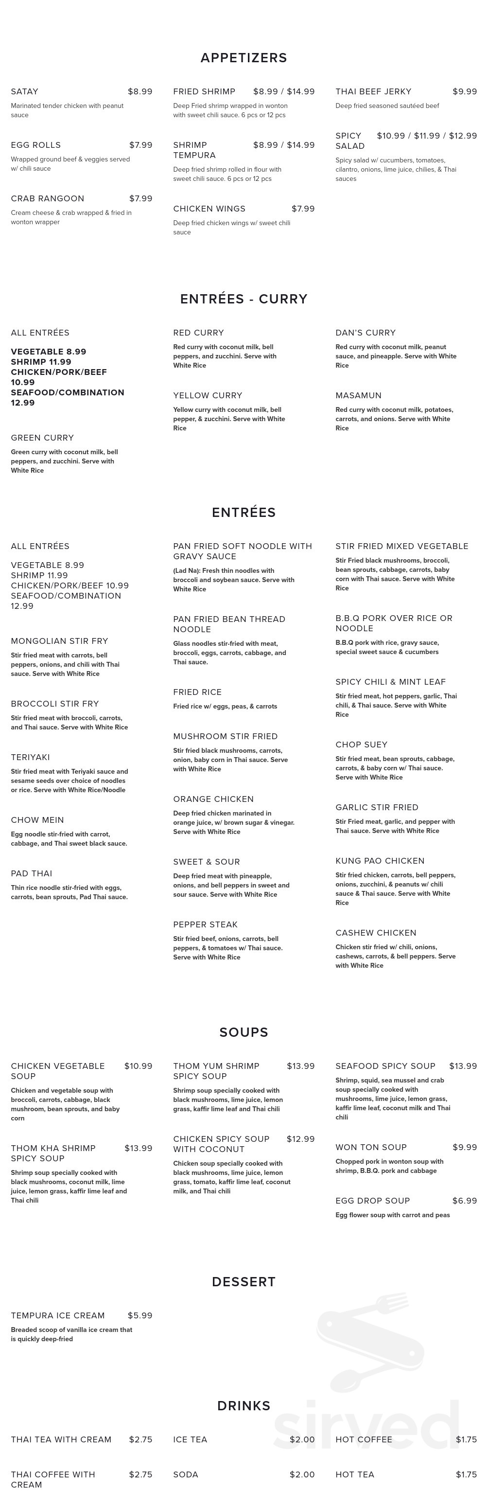 Menu for Asian Garden in Sidney, MT | Sirved