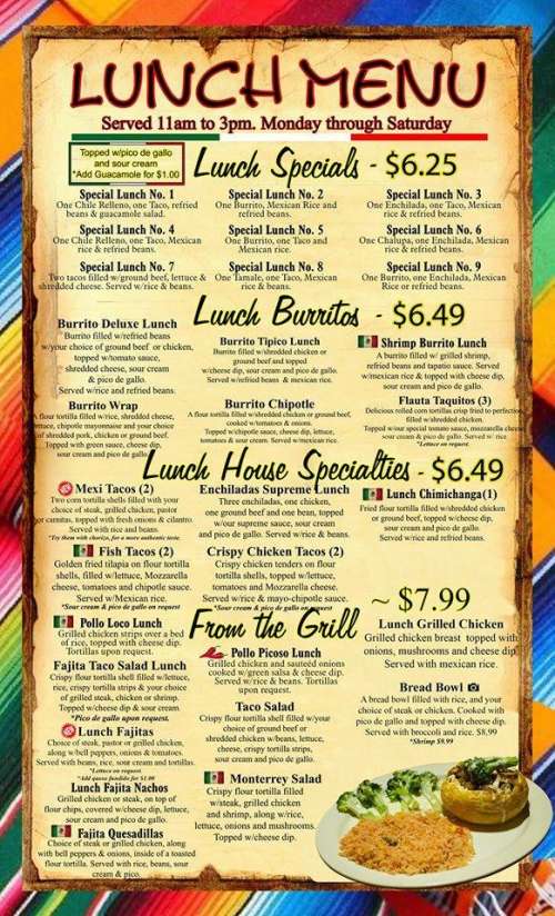 Monterrey Mexican Restaurant menu in Spencer, Iowa, USA