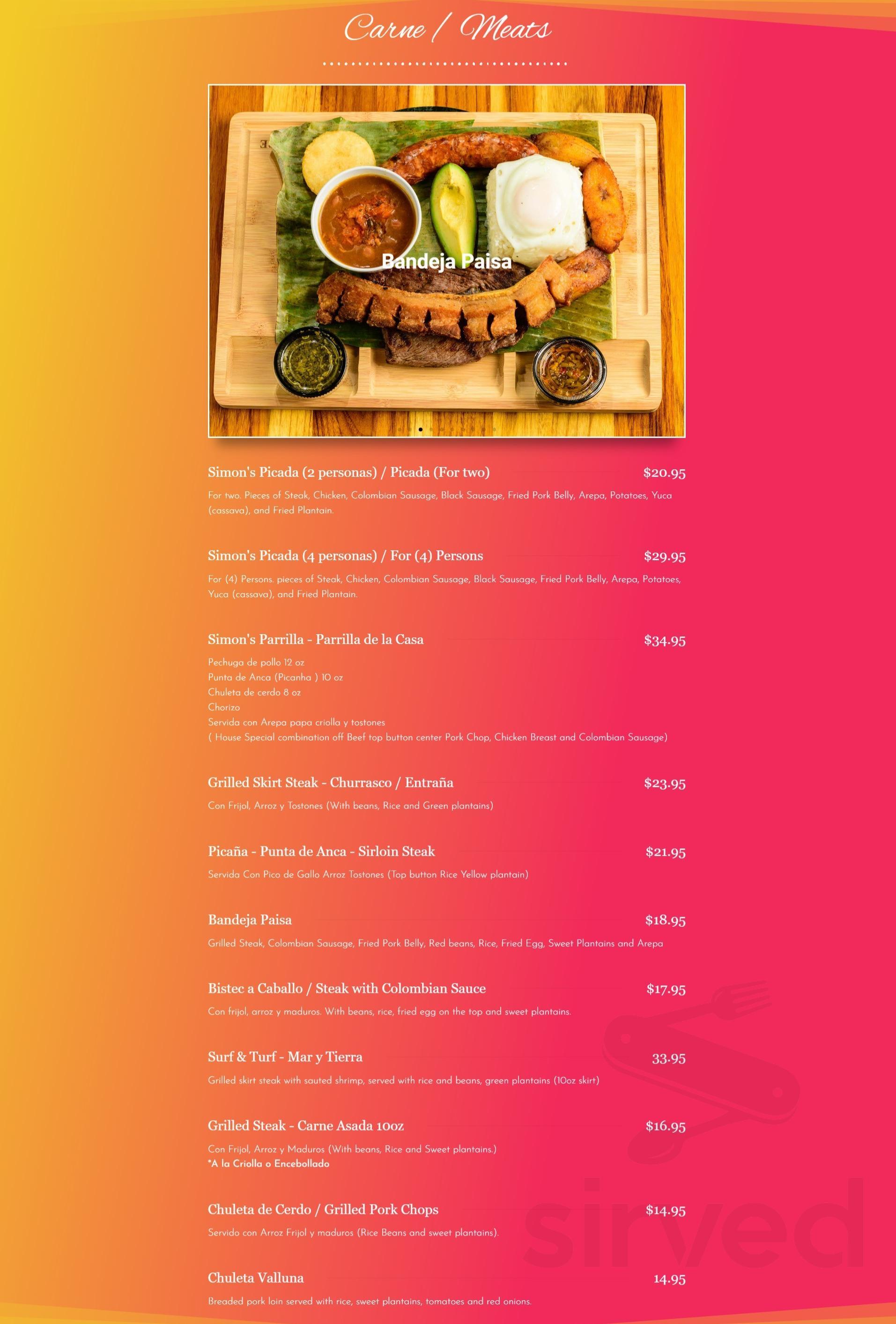 Simon Parrilla Bar and Grill Longwood menu in Longwood, Florida, USA