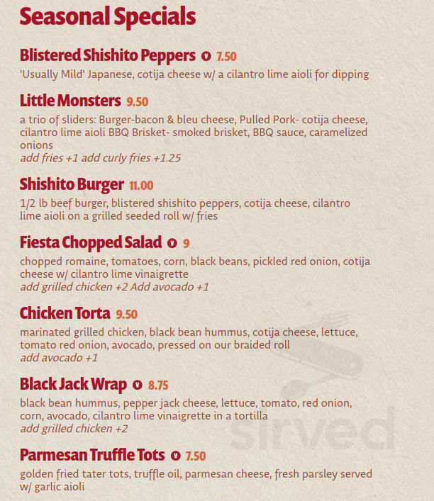 The Real Deal menu in Boston, Massachusetts, USA