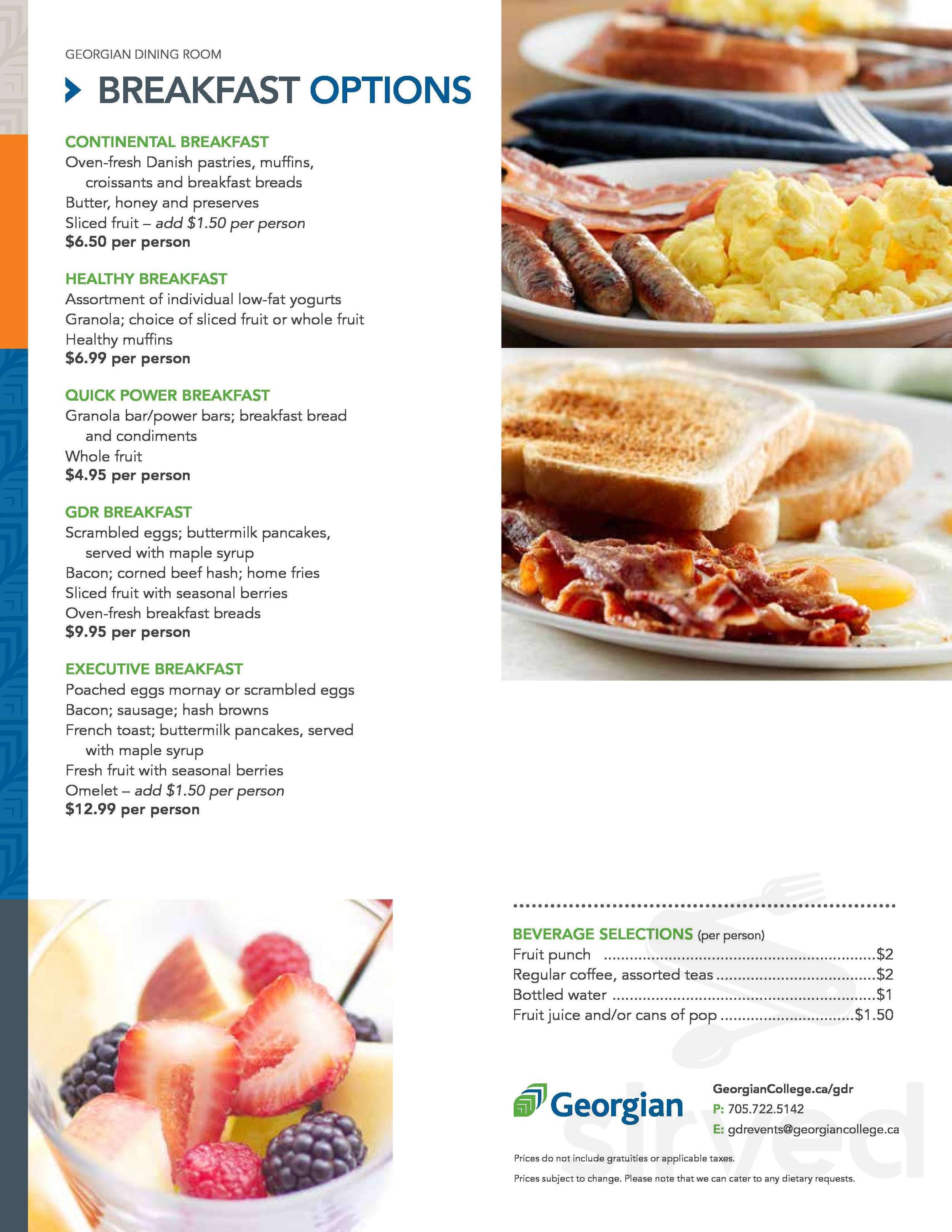Menu for Georgian Dining Room in Barrie, ON | Sirved