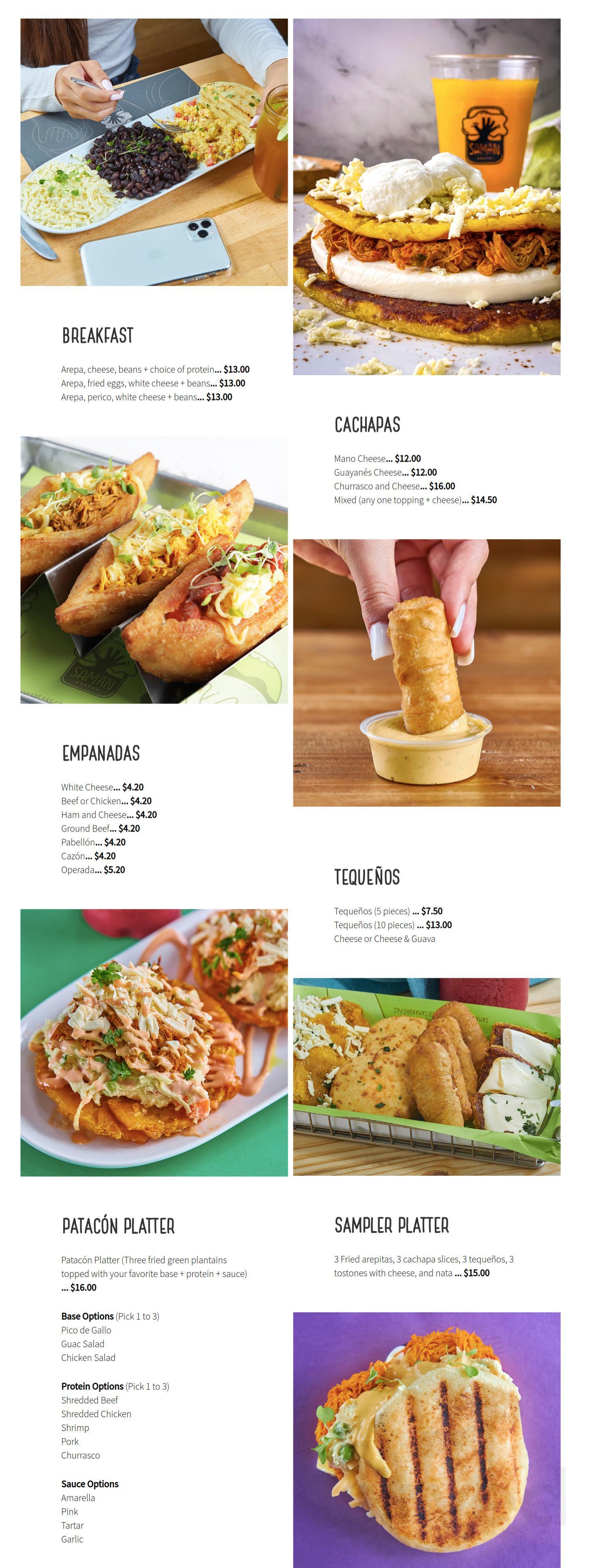 Saman menu in Doral, Florida, USA