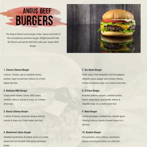 30 Burgers menu in Linden, New Jersey, USA