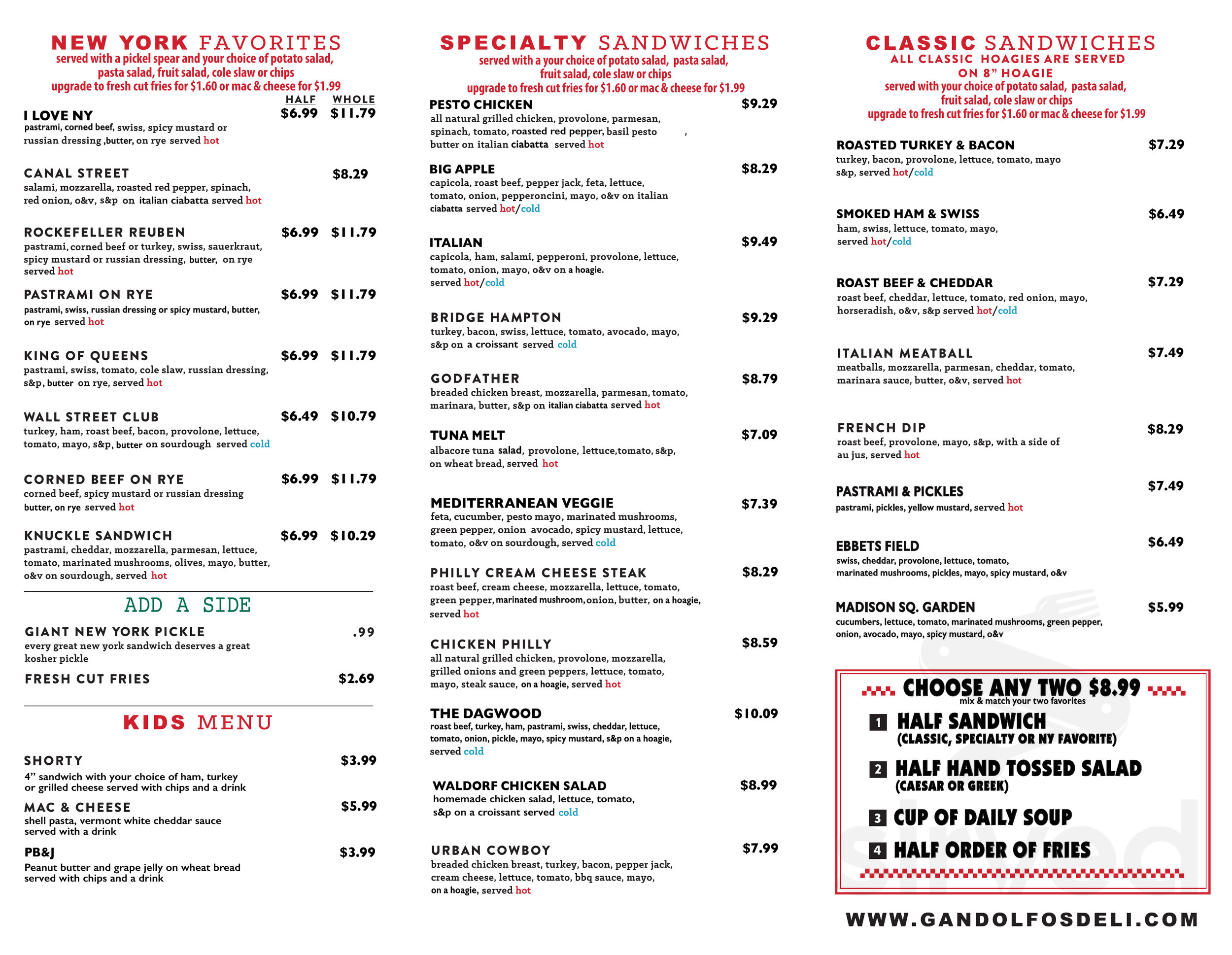 Gandolfo's New York Deli menus in Provo, Utah, United States