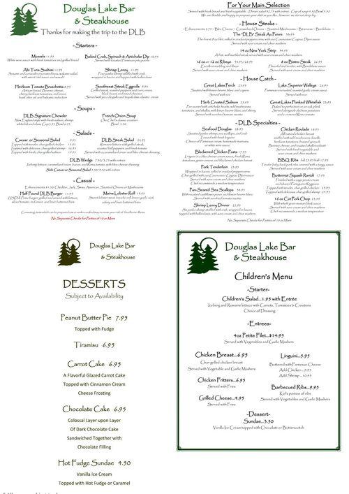 Douglas Lake Bar & Steakhouse menu in Pellston, Michigan, USA