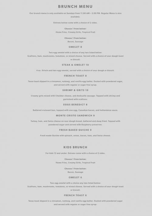 The Boundary House Restaurant menu in Calabash, North Carolina, USA