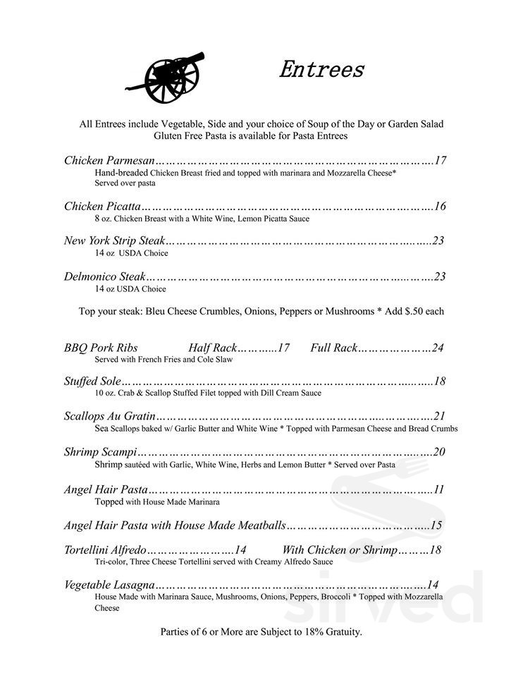 Burgoyne Grill menus in Ticonderoga, New York, United States