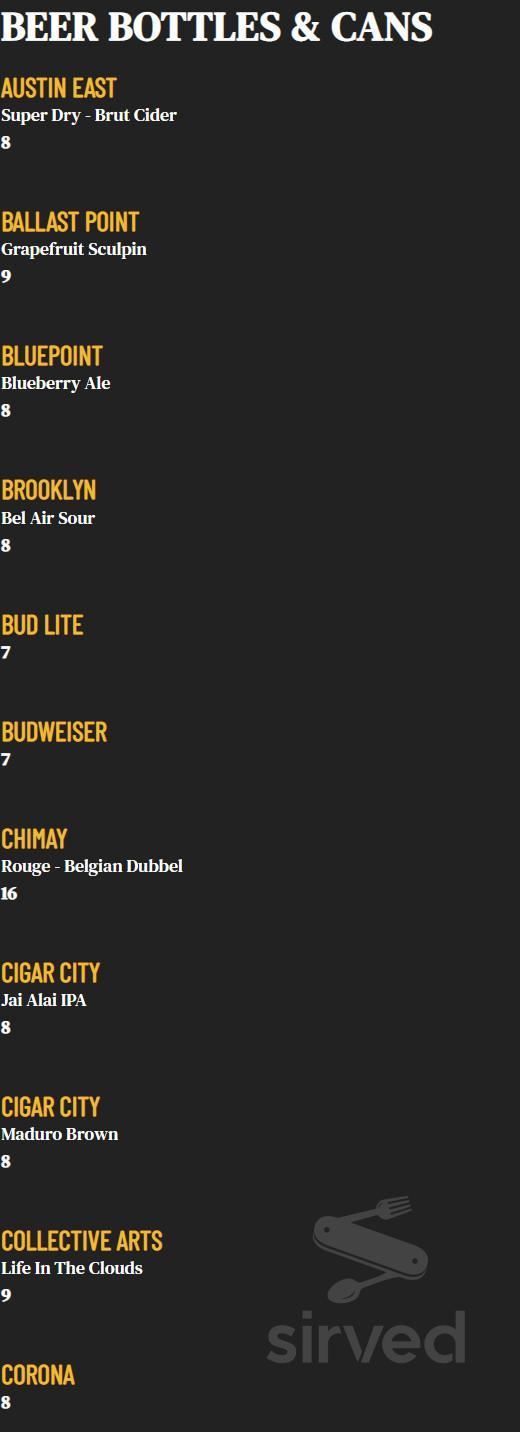 Stout NYC menu in New York, New York, USA
