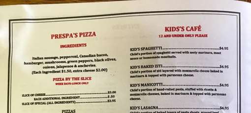Menu for Prespa's Italian Restaurant - Arlington, TX | Sirved