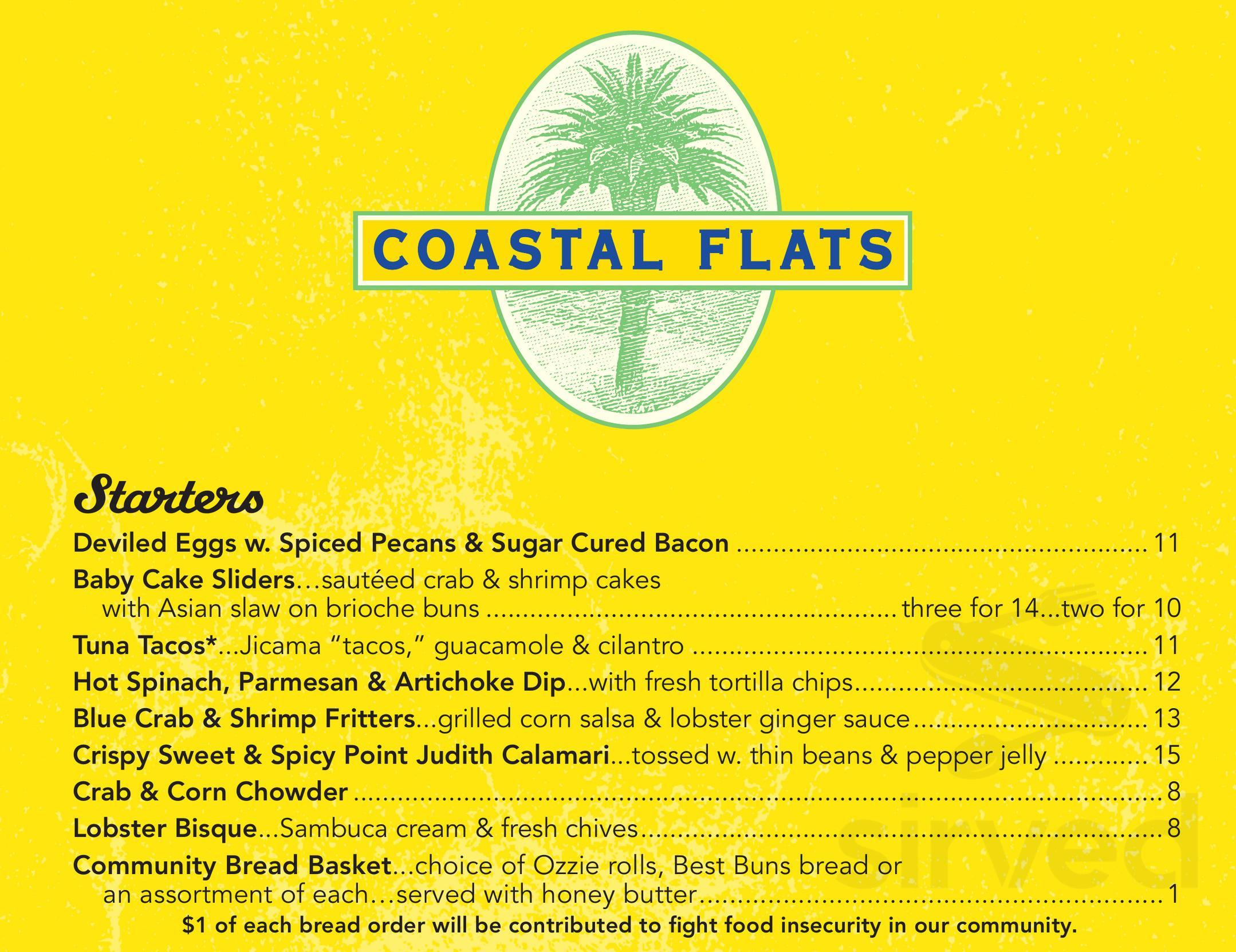 Menu for Coastal Flats in McLean VA Sirved