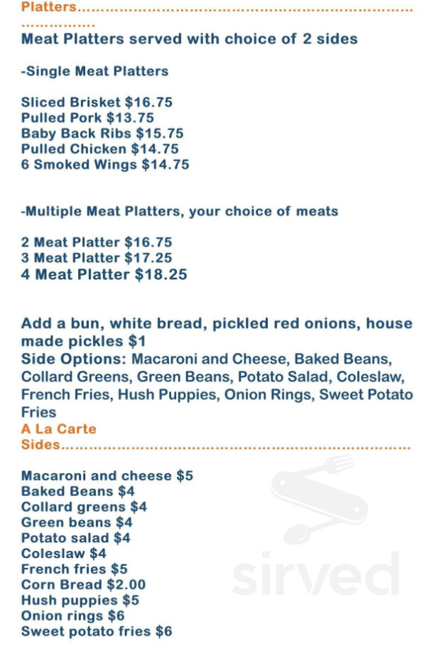 Wahoo BBQ menus in Palmyra, Virginia, United States