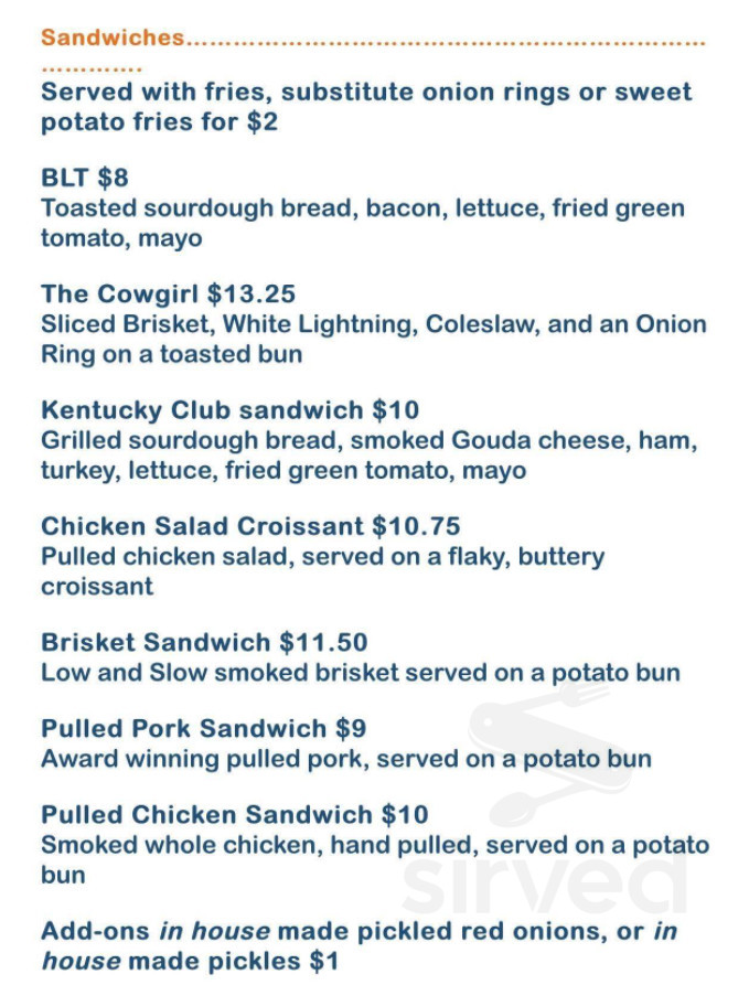 Wahoo BBQ menu in Palmyra, Virginia, USA