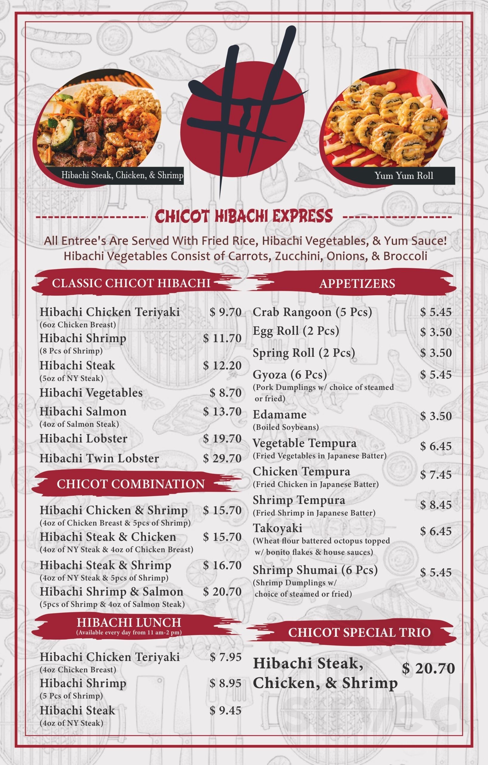 Chicot Hibachi Express - Fayetteville menu in Fayetteville, Arkansas, USA