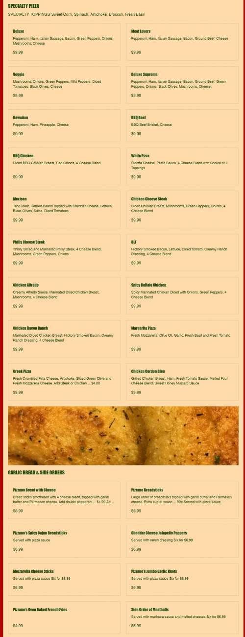 Pizzano's Pizza & Grinderz Bradenton menu in Bradenton, Florida, USA