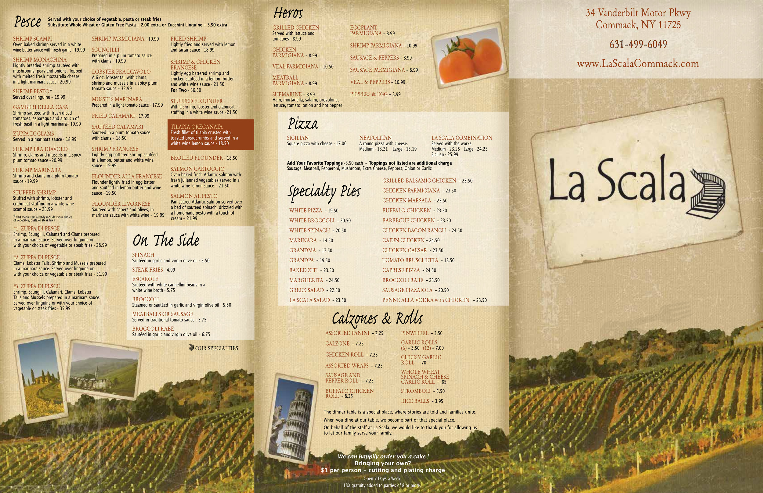 La Scala Ristorante Pizzeria menu in Commack, New York, USA