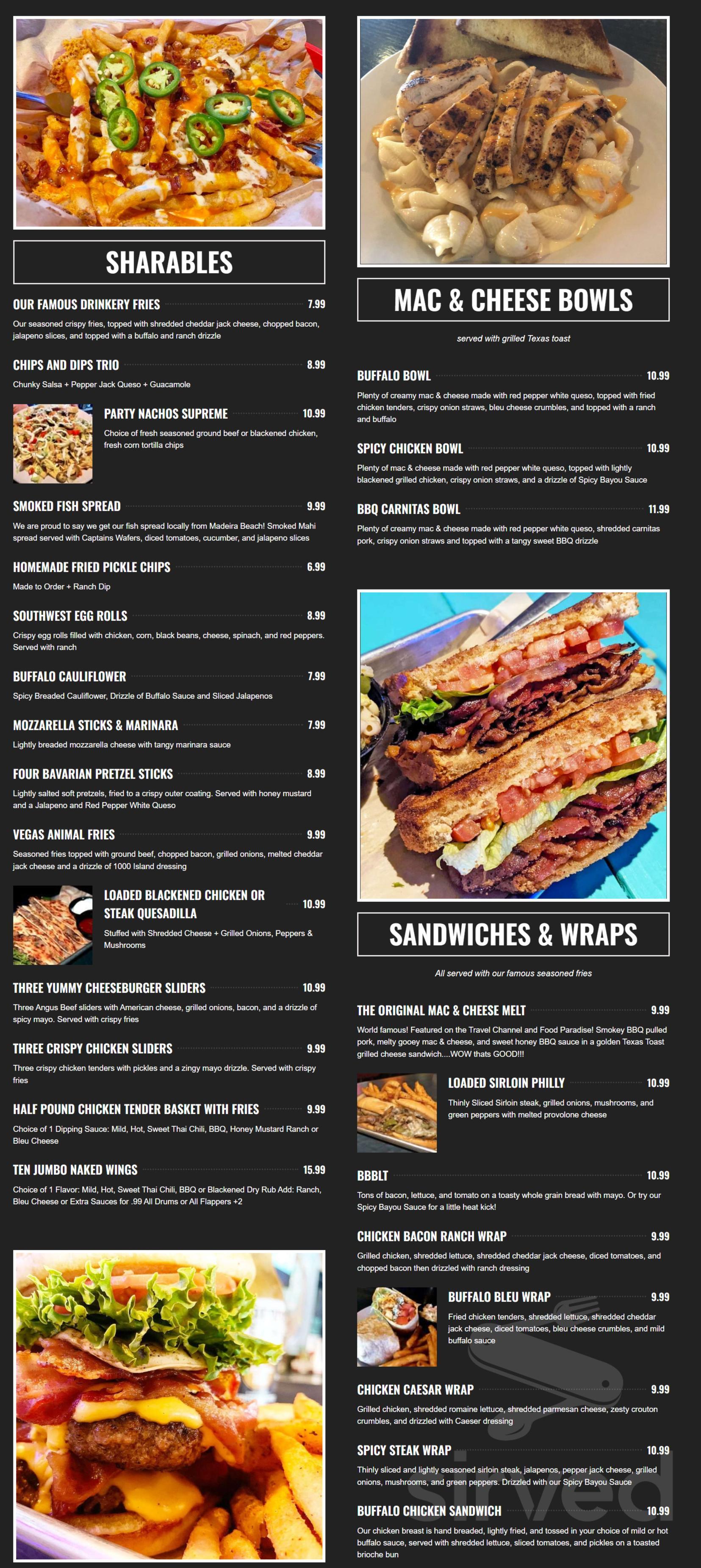 Five Bucks Drinkery menu in St. Petersburg, Florida, USA