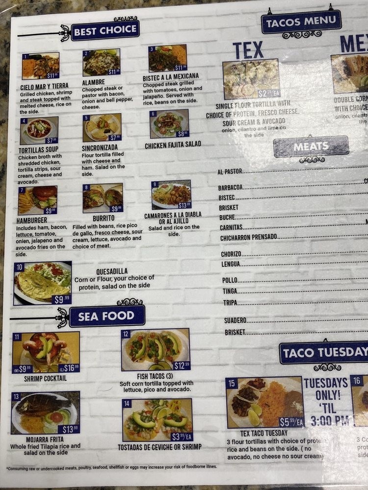 Calles De Mexico Taco Shop - Tex Mex menu in The Colony, Texas, USA