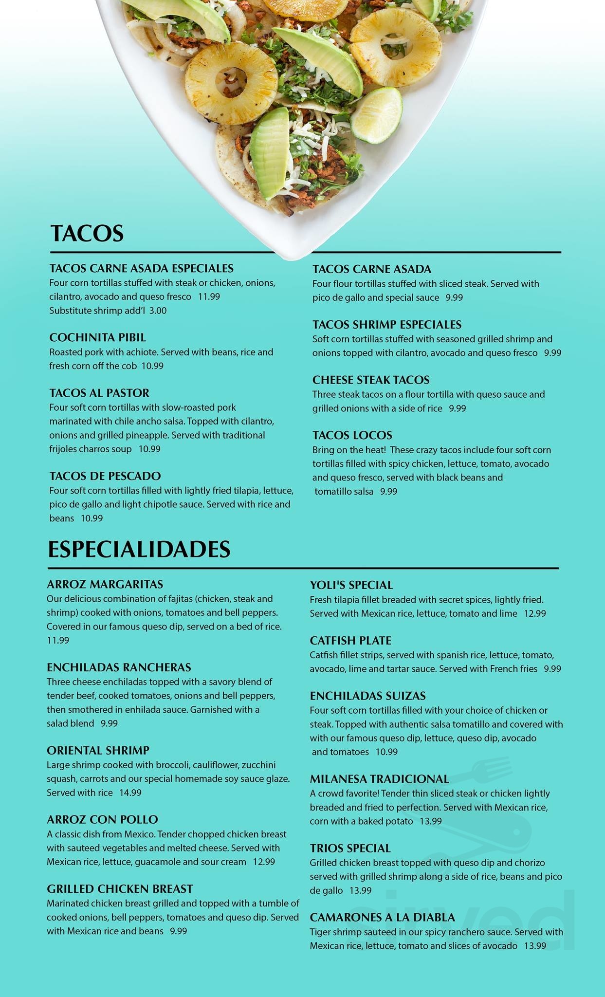 Las Margaritas menu in Columbia, Missouri, USA