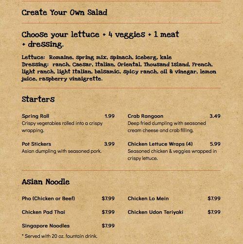 1801 Eatery menu in Denver, Colorado, USA