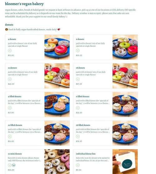 bloomer's Queen menu in Toronto, Ontario, Canada